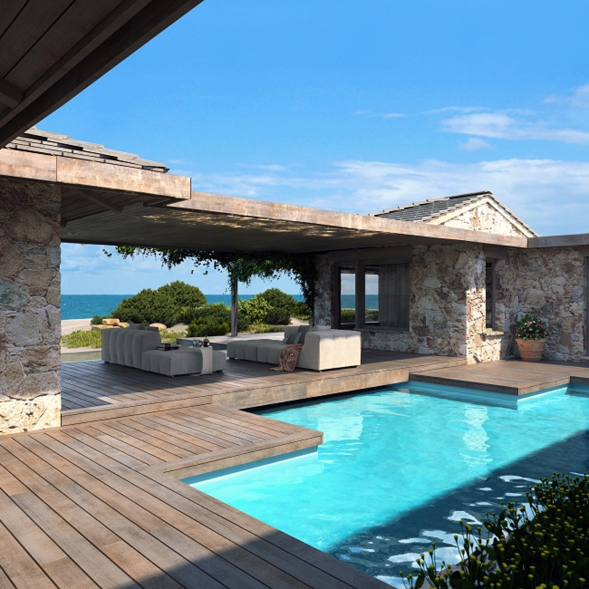 Un parquet da esterno a bordo piscina - Solid Renner